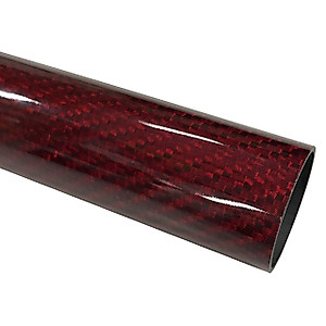 KARBXON - RED - CARBON FIBER TUBE - 20mm X 500mm – (.79 in x 19.7 in) – Hollow rod glossy pure carbon fibre tubes – Super Lightweight High Strength Shaft - for RC planes-drones, boat DIY craft project