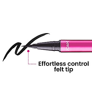 JOAH Line Up Liquid Eyeliner with Precision Felt Tip, Waterproof, Long Lasting, Smudge Proof Eye Liner, Black