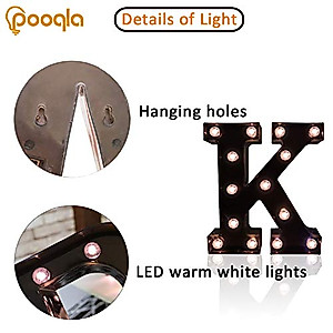 Decorative LED Illuminated Letter Marquee Sign - Alphabet Marquee Letters with Lights For Wedding Birthday Party Christmas Night Light Lamp Home Bar Decoration K, Black