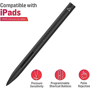 Adonit Note+ Digital Pencil with Palm Rejection, Pressure Sensitivity, Support Tilt Stylus for iPad Pro 3rd, 4th Gen (11/12.9 Inch), iPad 6, 7, 8th Gen, iPad Air 3, 4th Gen, iPad Mini 5th Gen (Black)