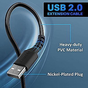 USB Extension Cable 4 Feet (3 Pack), USB Type A Male to Female USB 2.0 Extender Cord (from 2ft to 150ft for Selection), for Printer, Keyboard, Mouse, Flash Drive, Hard Drive with 5 Ties-4FT/3PK