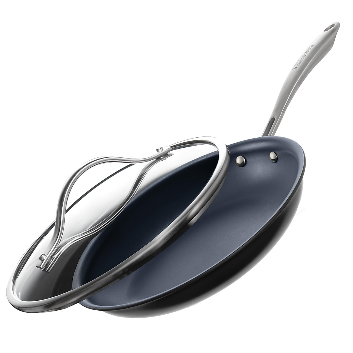 Guy Fieri's Flavortown Laser Titanium 12” Fry Pan with Lid - Non-stick Cookware Without PFAS, PTFE, or PFOA, 3x More Durable, Dishwasher Safe, Oven Safe