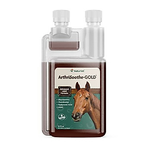 NaturVet ArthriSoothe-GOLD Advanced Equine Glucosamine Joint Supplement Formula for Horses, Liquid, Made in The USA with Globally Source Ingredients 32 Ounce