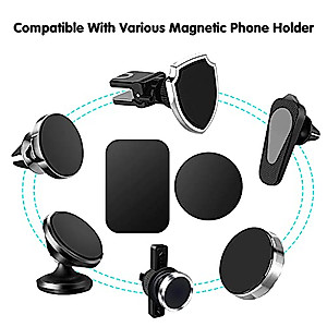 Pau1Hami1ton Adhesive Thin Metal Plates(Compatible with Magnetic Mounts),4 Piece Metal Plates for Phone Case,Metal Plate for Car,Metal Plates for Phone(2 Rectangle and 2 Round) S-07N (Black)
