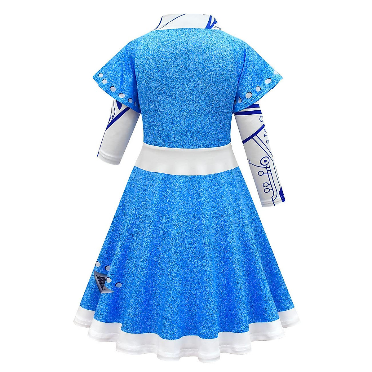 Akokvlar Zombies Alien Costume for Girls Cheerleader Halloween Party Dress Up Set (Sky Blue, 5-6 Years)