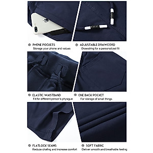 Boyzn Men's 2 Pack Athletic Shorts Comfortable Cotton Workout Shorts Elastic Waist Running Shorts with Zipper Pockets Black/Blue S