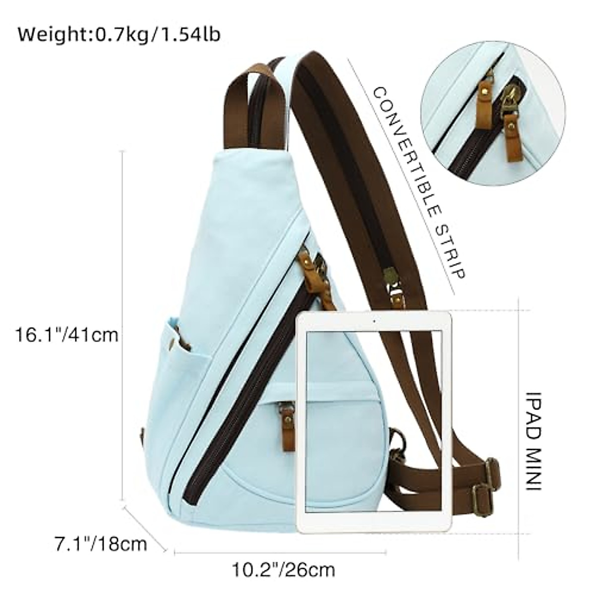 KL928 Canvas Sling Bag - Small Crossbody Backpack Shoulder Casual Daypack Rucksack for Men Women(Large Version)
