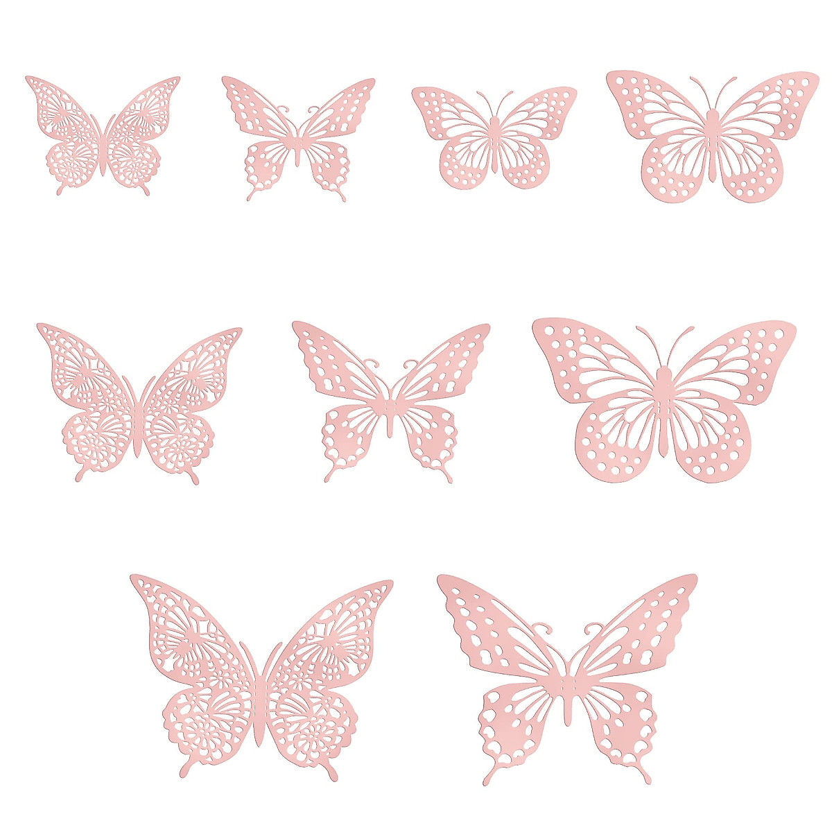 Gyufise 36 Pack Rose Gold Glitter 3D Butterfly Cupcake Toppers Hollow Butterfly Cake Decorations for Birthday Wedding Fairy Party Butterfly Wall Sticker Decal for Background Wall Decoration
