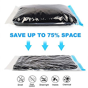Compression Bags for Travel - Travel Essentials - 12 Pack Space Saver Bags - No Vacuum or Pump Needed - Vacuum Storage Bags for Travel Accessorie - Travel and Home Packing Organizers (transparent)