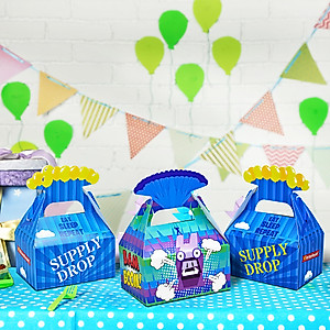 Haxpacal 16 Pcs Video Game Llama Goodie Bags Party Boxes for Battle Gamers Birthday Party Supplies Decorations Favors