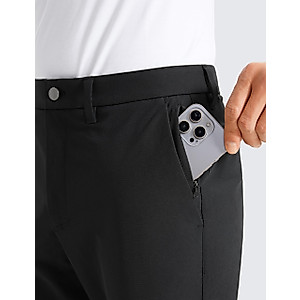CRZ YOGA Men's All Day Comfy Golf Pants - 32" Quick Dry Lightweight Work Casual Trousers with Pockets Black 28W x 32L