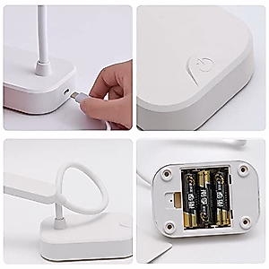 Battery powered desk lamp,White desk lamp with usb charging port,Small table cordless lamp,Desk lamps for home office,Mini portable light,Suitable for children at home to study and reading books