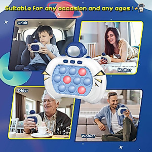 TeaRoo Quick Push Pop Game It Fidget Toys Pro for Kids Adults, Handheld Game Fast Puzzle Game Machine, Push Bubble Stress Toy, Relief Party Favors, Gifts for Boys and Girls (Blue Astronaut)