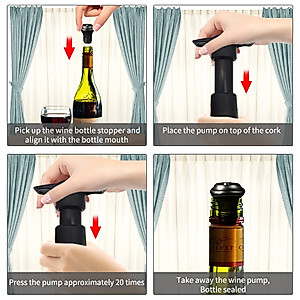 Wine Saver Pump, Wine Stoppers Vacuum Sealers with 6 Vacuum Stoppers, Silicone Wine Saver Bottle Stoppers Set, Wine Preserver for Reusable Bottle Sealer Keeps Wine Fresh(Wine Pump + 6 stoppers)