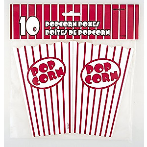 Unique Industries Red and White Striped Popcorn Boxes-6" x 4.25", 10 Pcs