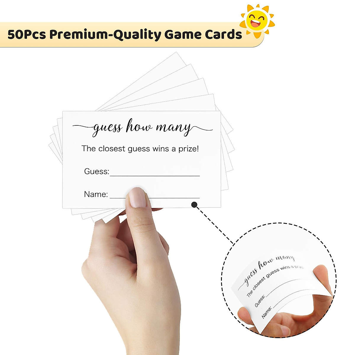 Anwyll Guess How Many Game Cards,50Pcs Guess How Many Baby Shower Game Cards,High-End Candies Cookies Guess How Many Game Cards for Baby Shower Birthday Party Bridal Shower Wedding Activity(3.5×2.1'')