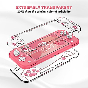 DLseego Protective Case for Switch Lite, Hard PC Clear Anti-Shock Split Cover with Cat-Pad Pattern