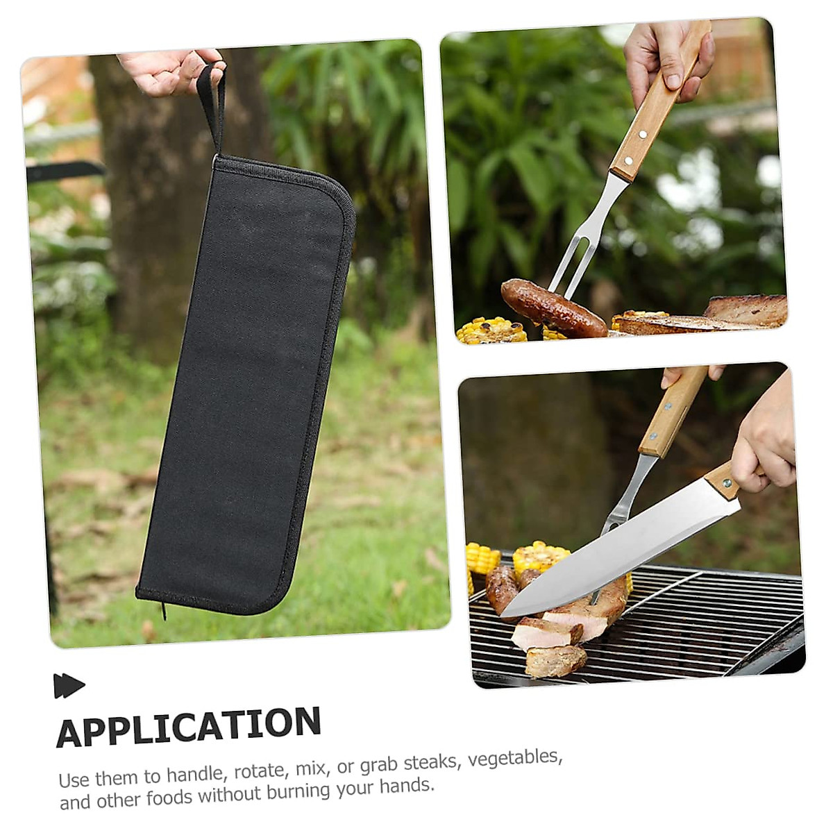 2 Sets Barbecue and Fork Tools Grilling Cutter Grill Tool Kit Grill Cutter Grill Fork Tong for Outdoor Grill Food Barbecue Grilling Fork Tong Cooking Food Kitchen Essentials