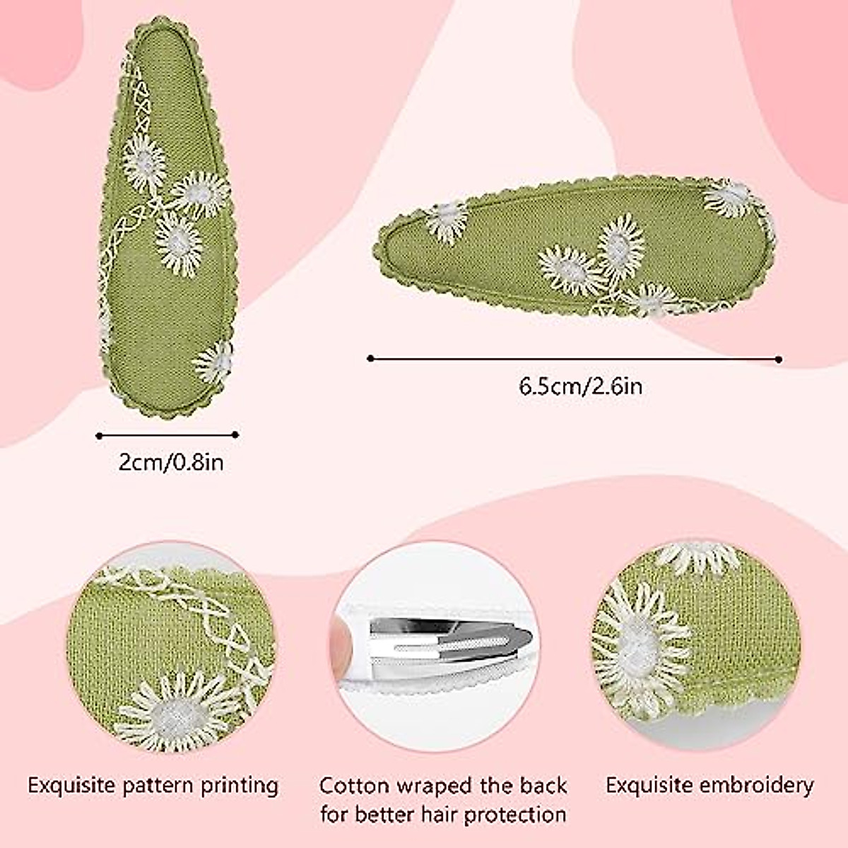 20pcs Hair Clips for Baby Girls, Floral Pattern Hair Barrettes, Cloth Wrapped Snap Hair Pins, Hair Accessories for Kids Infants Teens Toddler Girls Women (Floral-B)