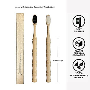 BANBUKES Bamboo Toothbrush, Biodegradable Toothbrushes with 20000 Extra Soft Bristles, Eco Friendly, Green & Compostable Toothbrushes for Pregnant Women, Braces, Sensitive Teeth Gum Recession-6 Pack