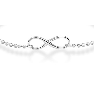 Miabella 925 Sterling Silver or 18Kt Yellow Gold Over Silver Infinity Adjustable Bolo Beaded Ball Chain Bracelet for Women, Made in Italy (Sterling Silver)