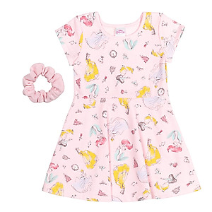 Disney Princess Belle Cinderella Ariel Toddler Girls French Terry Skater Dress Mulan Pink 4T