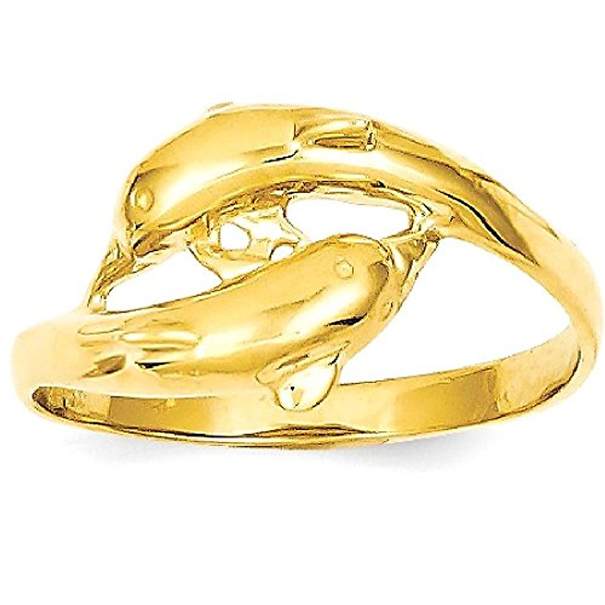 IceCarats 14K Yellow Gold Sea Dolphin Ocean Fish Beach Nautical Ring Size 6.5
