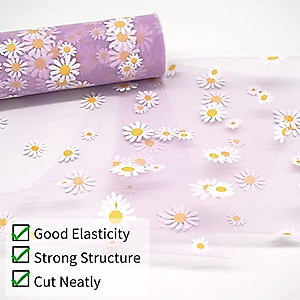 Tulle Rolls Fabric Ribbon Daisy Spool (6 Inch by 10 Yards) Floral Tulle for Gift Wrapping Tutu Skirts Wedding Decoration DIY Soft Fancy Tulle (Lavender)
