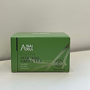 ANAI RUI Green Tea Face Mask with Avocado, Clay Facial Mask for Acne, Detox, Face Cleansing Mask, Hydrating, Nourishing, Soothing, 120g/4.23 oz