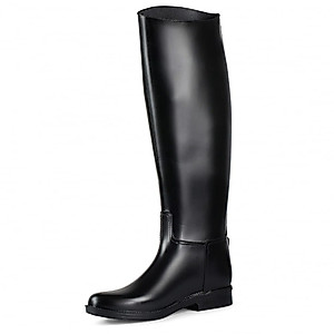 Horze Chester Unisex Adult Sturdy Rubber Equestrian Horse Riding Tall Dress Boots - Black - 7.5