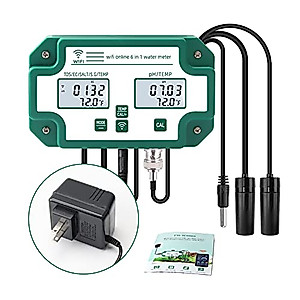 BUZHI Water Quality Tester, 6 in 1 Water Quality Tester Multi-Parameter Water Quality Monitor Digital PH/Total Dissolved Solids/EC/SG/Salt/Temp Meter for Aquarium Aquaculture Swimming Pool