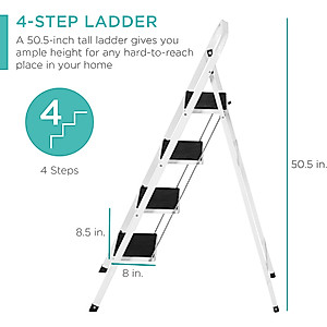 Best Choice Products 4-Step Portable Folding Heavy-Duty Steel Ladder w/Hand Rail, Wide Platform Steps, 330lbs Capacity