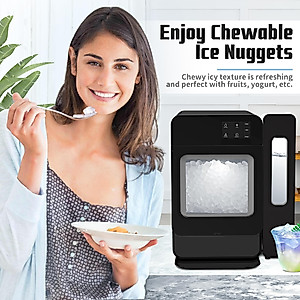 ICEVOKE Countertop Nugget Ice Maker, Portable Ice Machine 33 lbs/Day Chewable Ice with Self-Cleaning & Auto Water Refill, Suitable for Home Office Bar Party (Black)