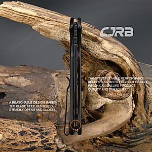 CJRB Pyrite-Alt (J1925A) Folding Pocket Knife with 3.11'' Black PVD AR-RPM9 Wharncliffe Blade Black PVD Steel Handle,Button Lock EDC Knife for Tactical,Outdoor,Hiking and Gift