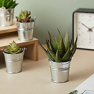 24 Pack Mini Metal Buckets with Handles for Party Favors, Small Galvanized Tin Pails (2 x 2 in)