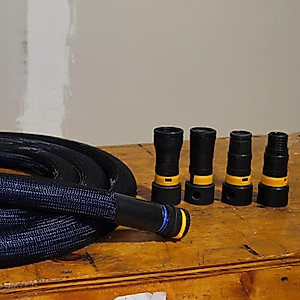 Cen-Tec Systems 95545 Antistatic Vacuum Shop Vacs with Expanded Multi-Brand Power Tool Adapter Set, 10 Ft. Hose with Protective Sleeve, Blue