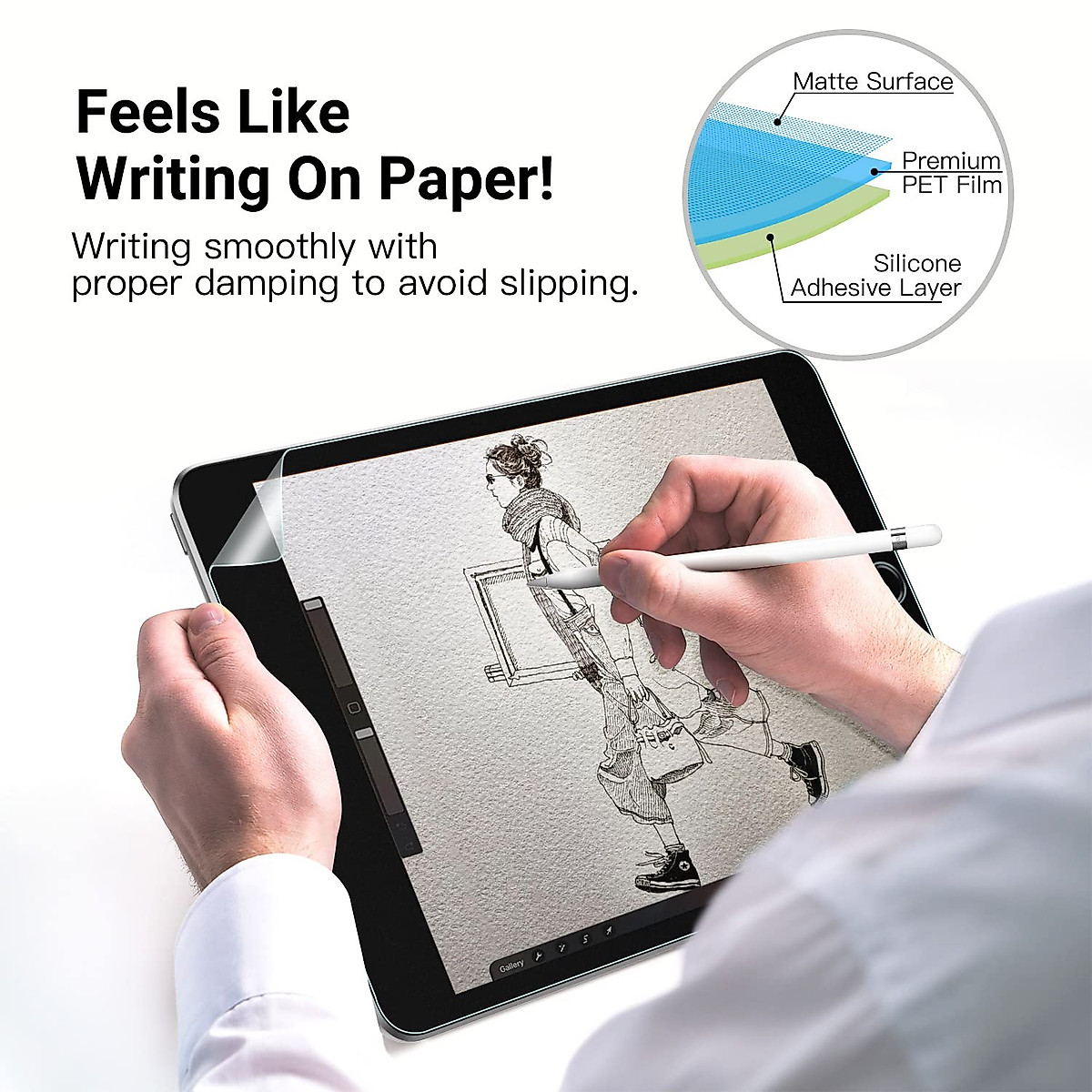 MoKo PET Screen Protector Fit iPad Mini 5/iPad Mini 4 Matte Screen Protector, [Paper Felt Film Writing] Anti-Glare PET Clear Film for iPad Mini 4/5 7.9" 2015/2019 Tablet - Matte