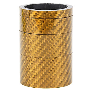 Keenso Carbon Fiber Bike Fork Washer Stem, 2 Set 5/10/15/20mm Bicycle Headset Front Fork Spacer Stem Bike Washer(Gold)