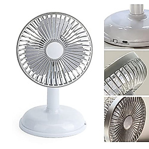 soobu Vintage Desk Fan, USB Charging Easy To Clean Pure Color Vintage Electric Fan Metal for Classroom for Workers (Light Blue)