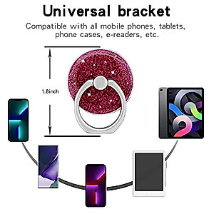 Cavdycidy Cell Phone Ring Holder, Sparkle Ring Holder 360°Rotation Finger Ring Stand,Glitter Cell Phone Kickstand Grip Compatible with Most of Phones, Tablet and Case(1Silver+1Blue+1RoseRed)