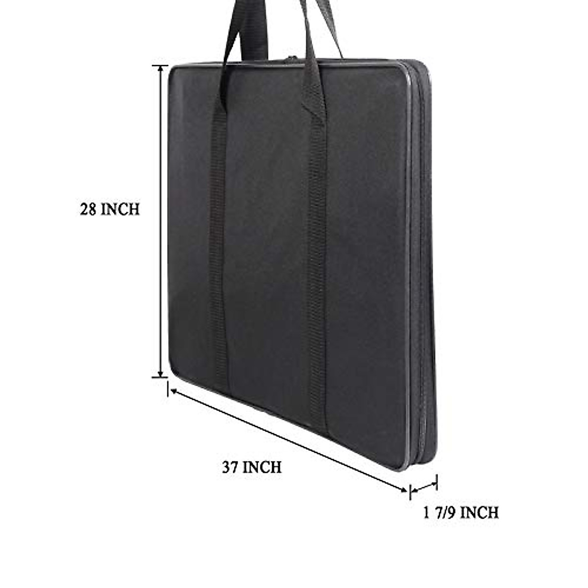 JJRING Art Portfolio Case, Wire Framed Nylon Portfolio Tote, Art Storage Bag in 37 Inches by 28 Inches, Great Art Carrying Bag for Artworks, Posters, Drawings, Prints(Black)