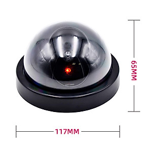 EXCERCUS Fake Security Camera,Simulation Dummy Hemisphere Dome Camera,Wireless Surveillance System Realistic Look Indoor Waterproof with Flashing Red LED Light for Home Business Parking lot,4 Pack