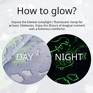 HOMBYS Glow in The Dark Comforter Set 5 Piece Twin/Twin XL with Sheets, Blue Dinosaur Velvet Bedding Comforter Sets for Twin Bed, Ultra Soft Down Alternative Comforter for Boys Kids, Bed in a Bag