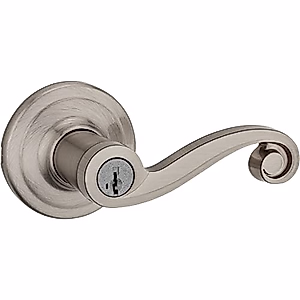 Kwikset 97402-730 Lido Entry Door Lever Featuring Smartkey Re-Key Security, Satin Nickel