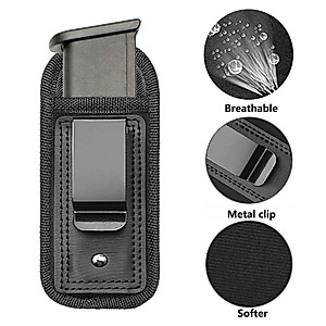 TACwolf 2 Pack IWB Inside Waistband Pistol Handgun Magazine Holster Pouch for Concealed Carry Universal Single Double Stack Mags for Glock17 26 19 Sig Sauer S&W Springfield XD Ruger 9mm/.45