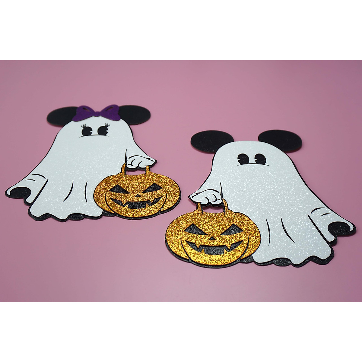 Halloween Boo Garland Banner 10Pcs Mouse Boo Banner, Glitter Spooky Ghost Banner for Mouse Theme Halloween Decoration