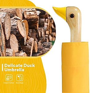 LEAGERA Compact Umbrellas for Rain&Sun, Travel Umbrella Cute Duck Head Handle Design for Girls Gifts, Steady 8 Ribs Folding Umbrella Lightweight and Small,Yellow