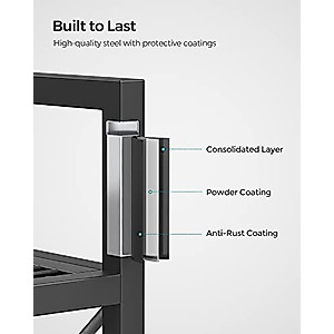 SONGMICS 3-Tier Metal Storage Rack with Wheels, Mesh Shelving Unit with X Side Frames, 31.5-Inch Width, for Entryway, Kitchen, Living Room, Bathroom, Industrial Style, Black UBSC183B01