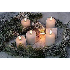 GenSwin Flameless Pillar Candles Flickering with Timer, Battery Operated Real Wax LED Votive 3D Wick Candles 6 Pack White(Battery Include, 2 x 3.2 Inch)
