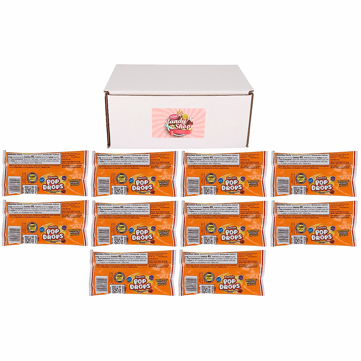SECRET CANDY SHOP Tootsie Pop Drops Variety of Flavors (Chocolate, Cherry, Blue Raspberry, Orange, Grape) (Pack of 10)